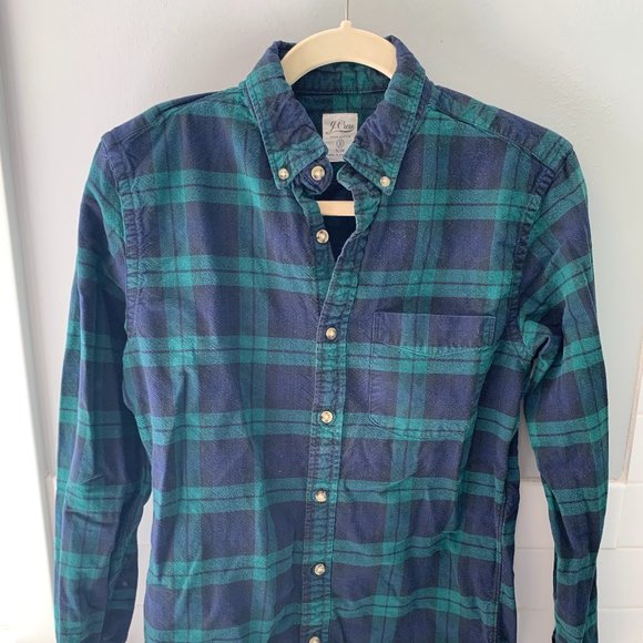 J. Crew | Shirts | J Crew Mens Cotton Blackwatch Plaid Flannel Slim Fit Button Down Shirt | Poshmark